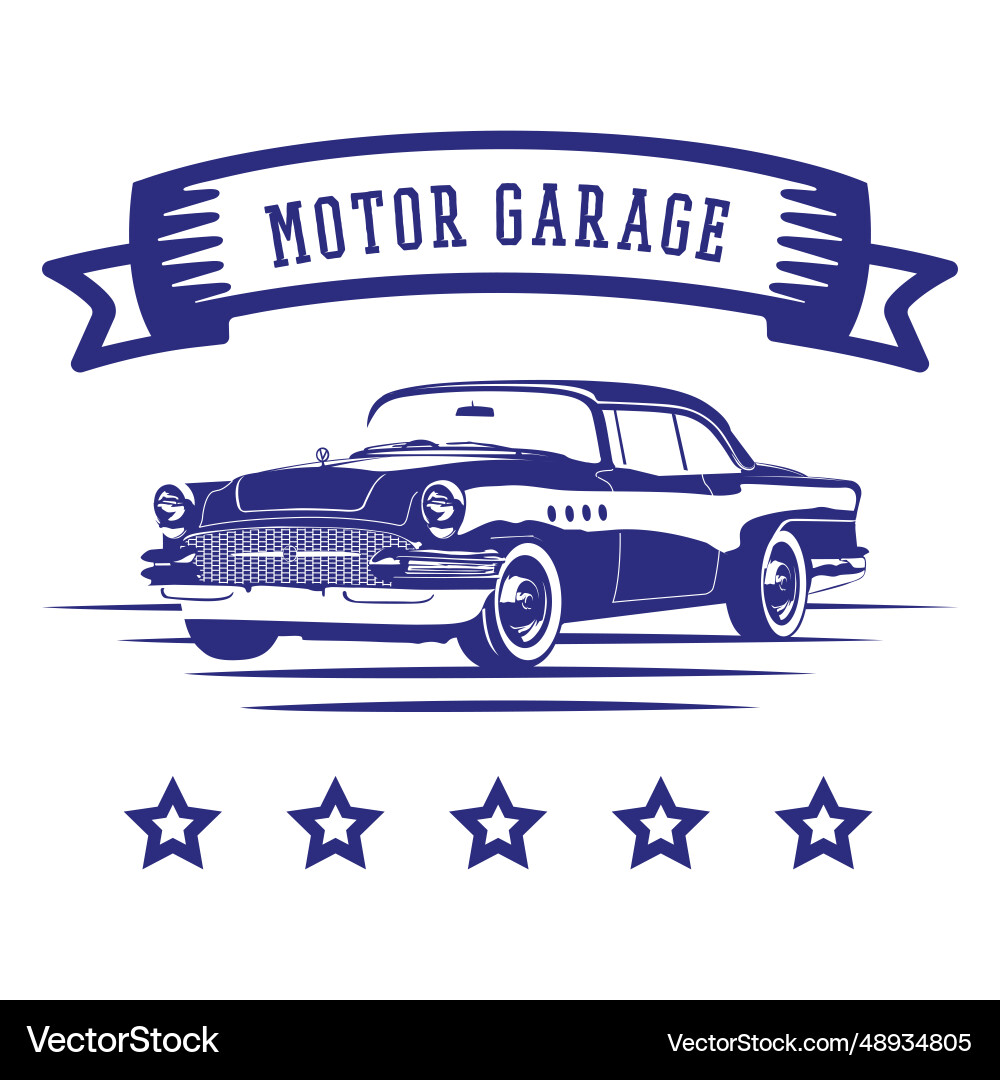 Motor garage retro car badge Royalty Free Vector Image