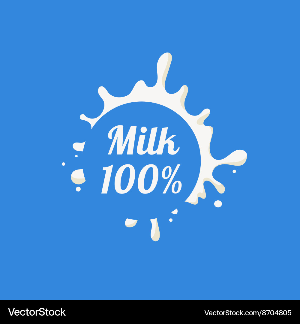 Round splash milk product logo Royalty Free Vector Image