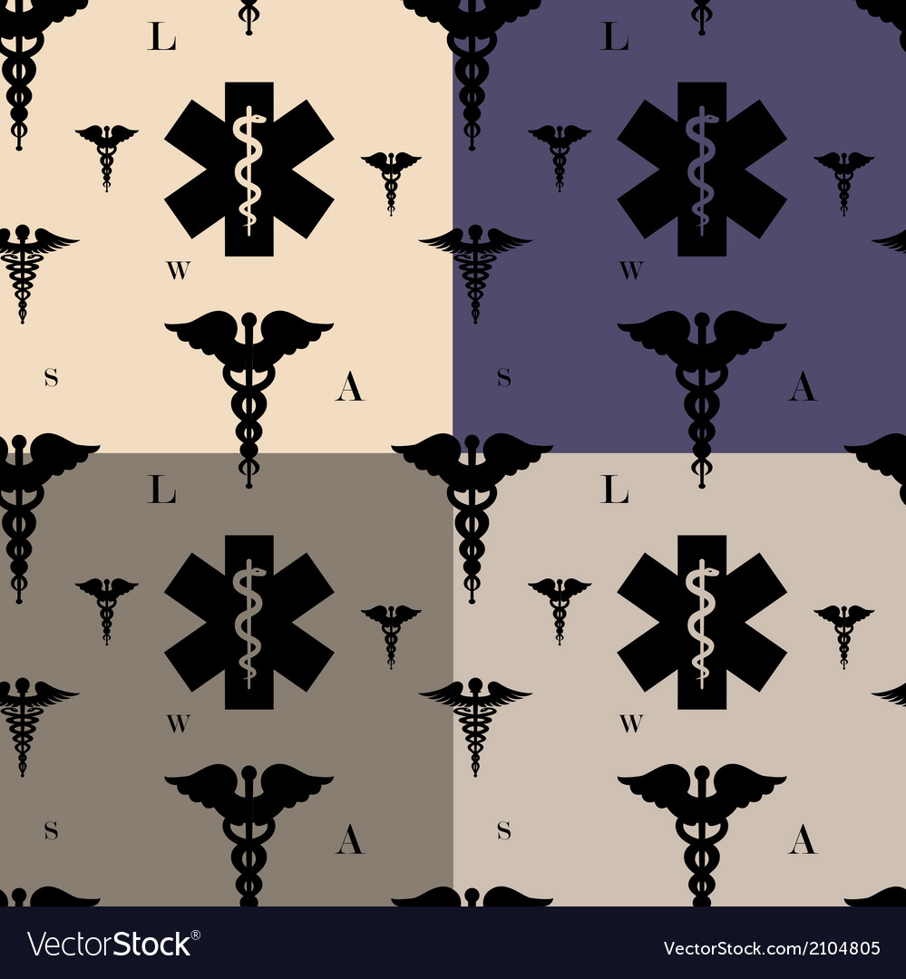 Seamless caduceus pattern Royalty Free Vector Image