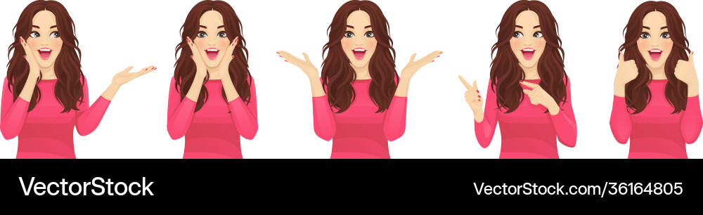 Surprised woman set Royalty Free Vector Image - VectorStock