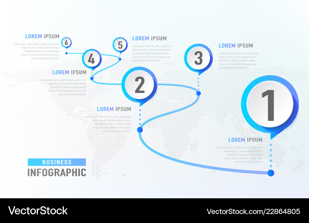 Timeline infographic 6 milestone like a road Vector Image