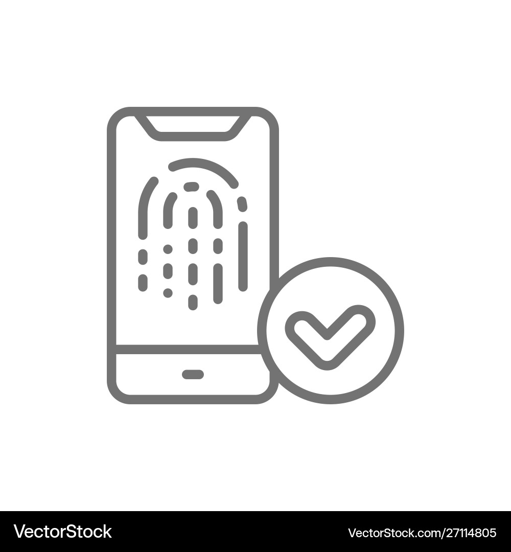 Unlocking smartphone fingerprint finger print Vector Image