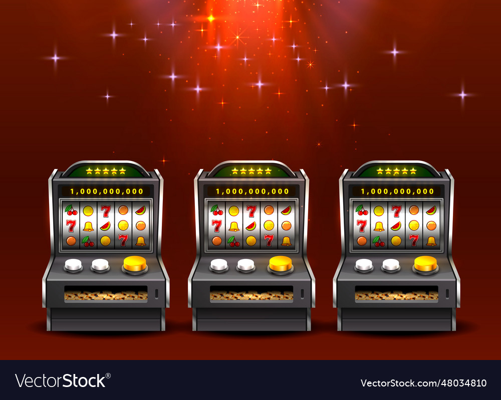 3d slots machine wins the jackpot isolated Vector Image