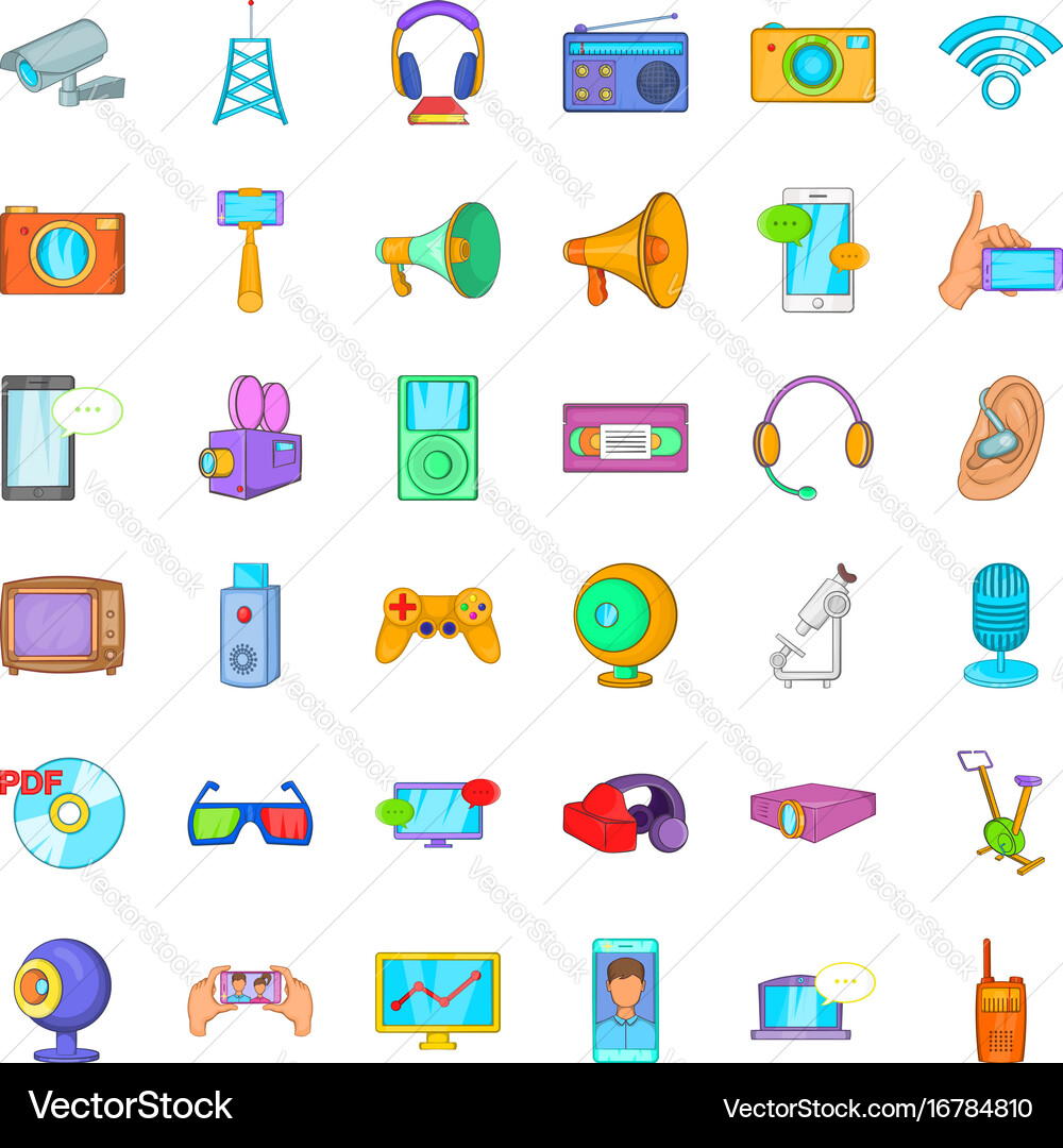 Good device icons set cartoon style Royalty Free Vector