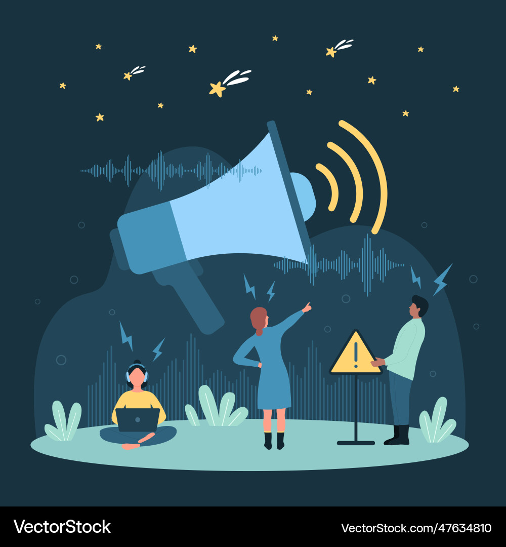 Noise pollution suffering from loud sound Vector Image