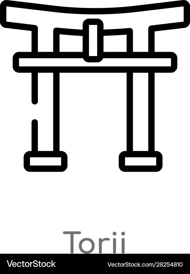 Outline torii icon isolated black simple line Vector Image