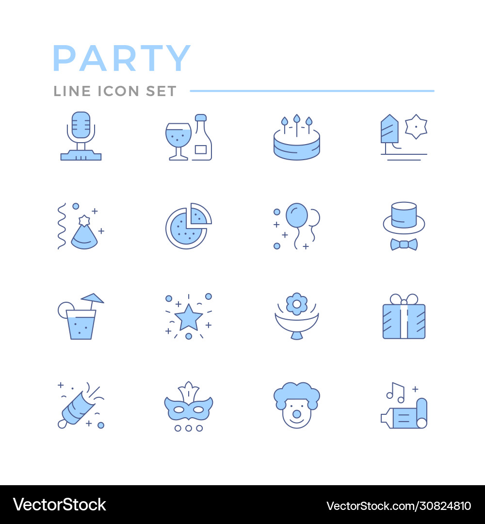 Set color line icons party Royalty Free Vector Image