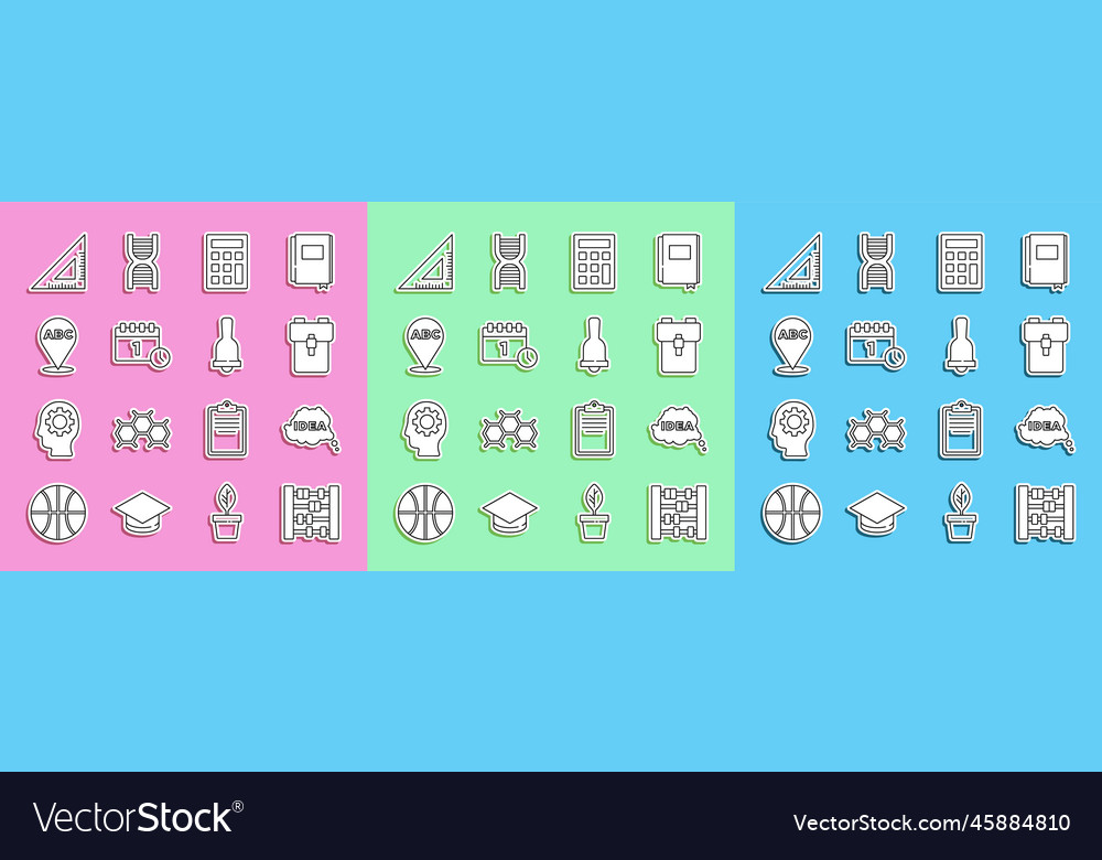 Set Line Abacus Idea Speech Bubble School Vector Image