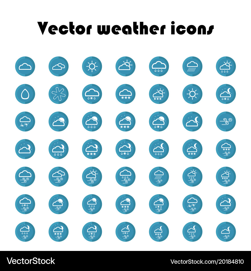 Set of weather icons 49 flat signs Royalty Free Vector Image
