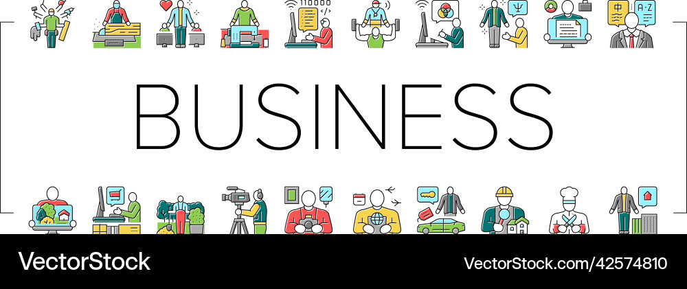Small business worker occupation icons set Vector Image