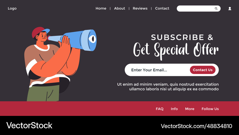Subscribe and get offer website page with promo Vector Image