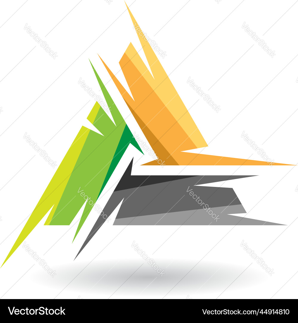 Yellow green and black shaded rough triangle Vector Image
