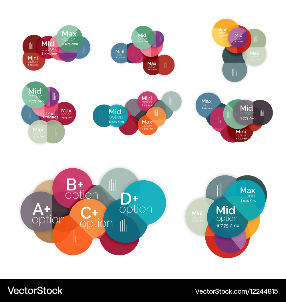 Circle business option diagrams Royalty Free Vector Image