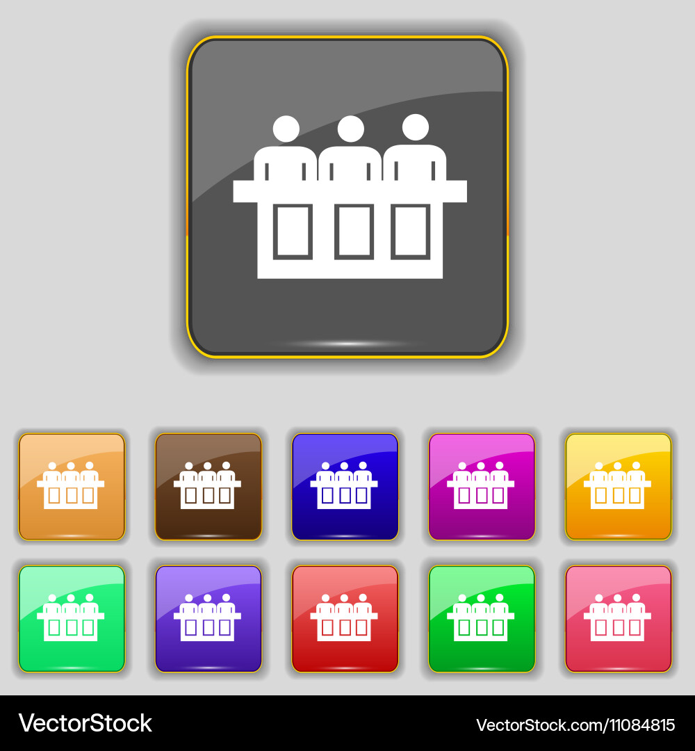 Conference icon sign set with eleven colored Vector Image