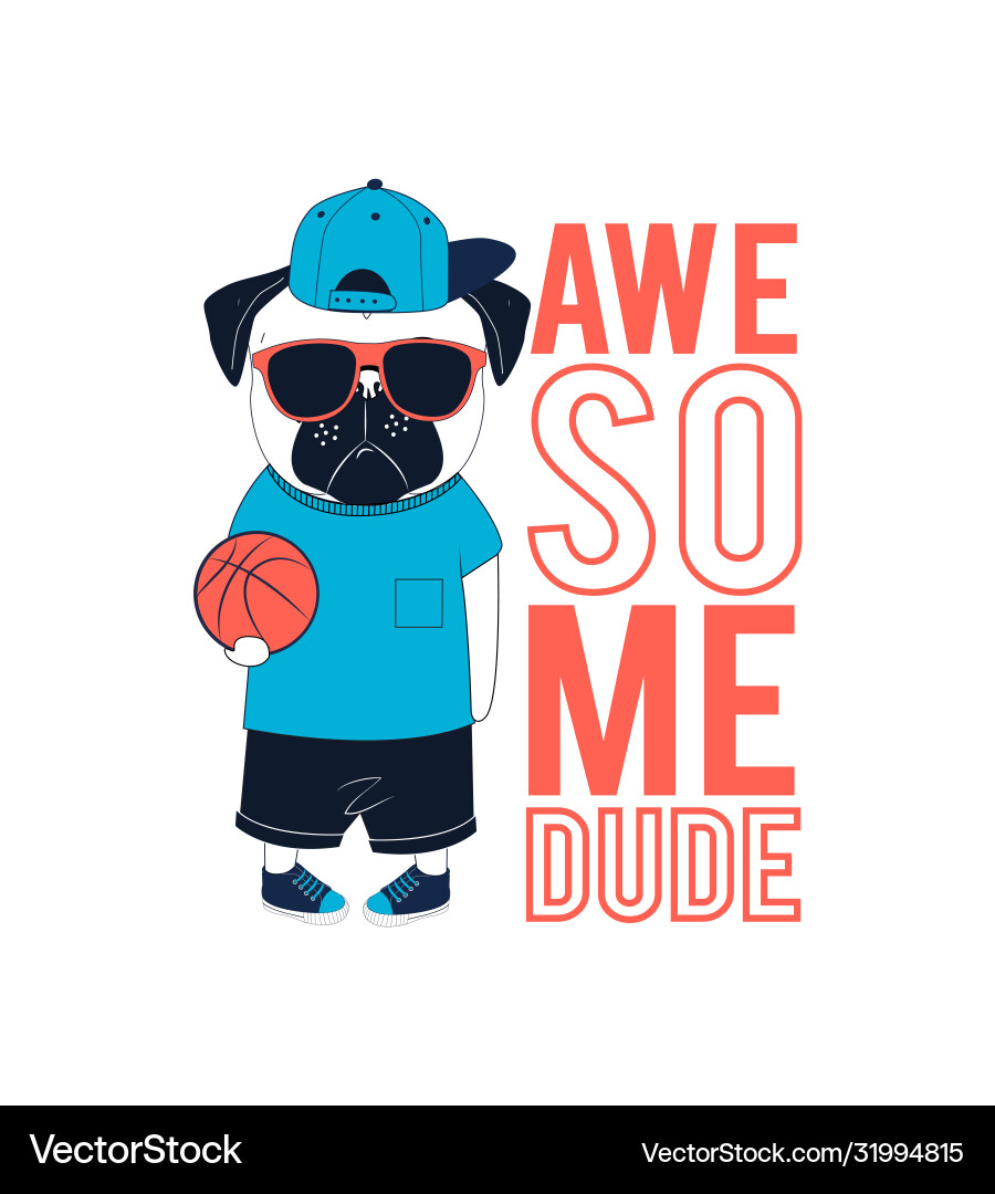 Cool dog print design with slogan Royalty Free Vector Image