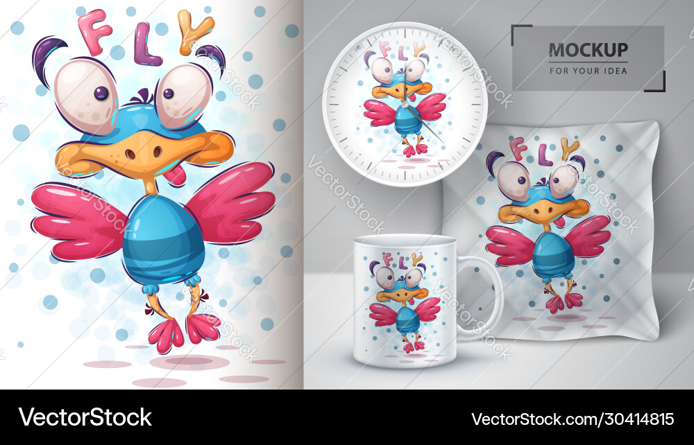 Fly bird poster and merchandising Royalty Free Vector Image
