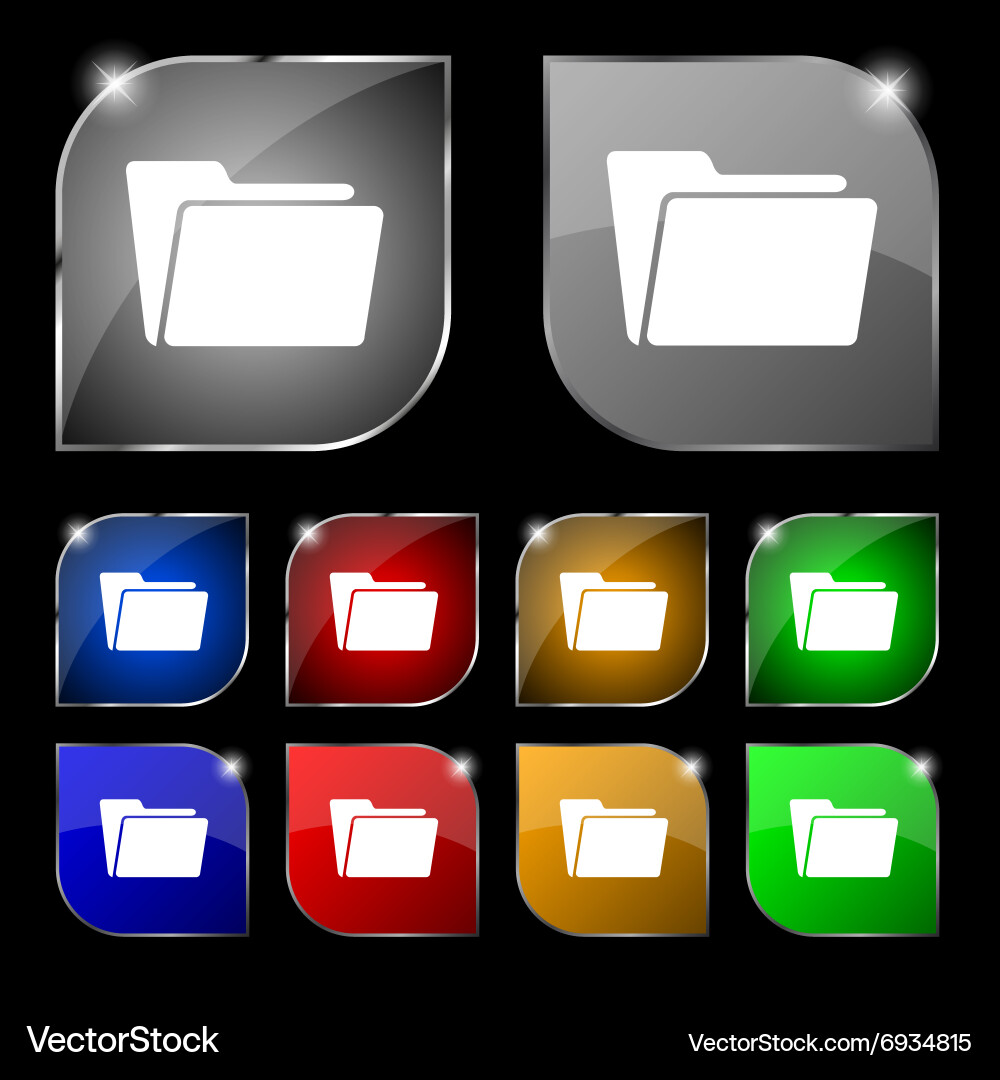 Folder icon sign set ten colorful buttons Vector Image