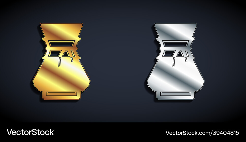Gold and silver pour over coffee maker icon Vector Image