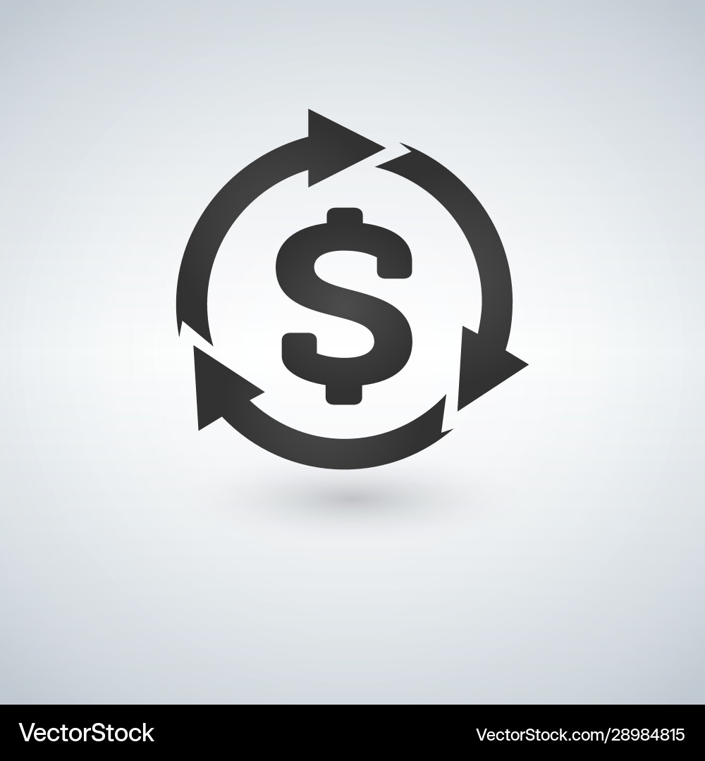 Icon dollar sign in circle made arrows Royalty Free Vector