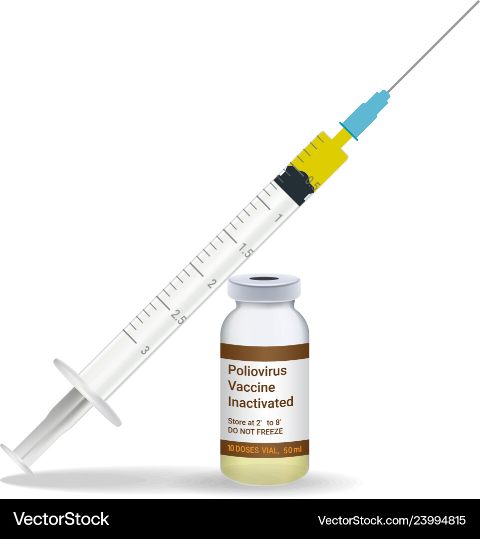 Immunization polio vaccine syringe with yellow Vector Image