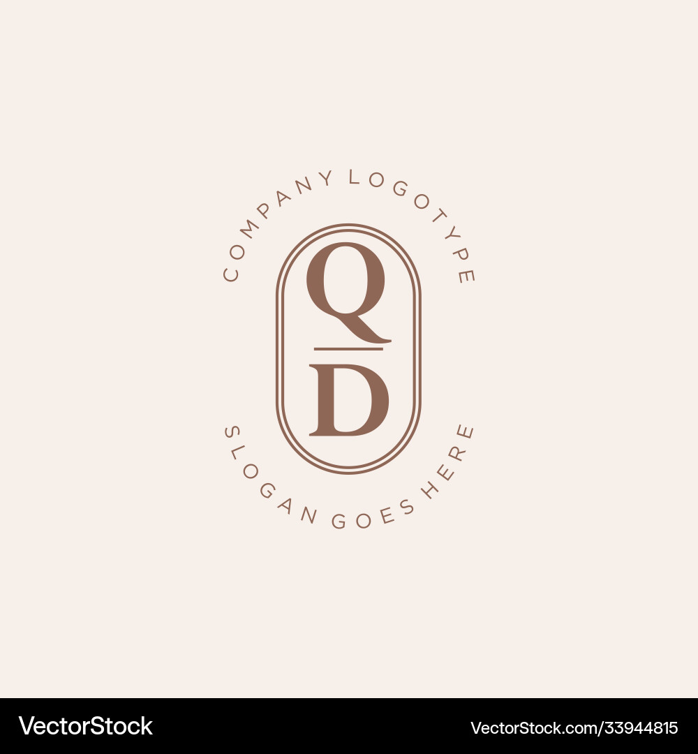 Initial qd beauty monogram and elegant logo design