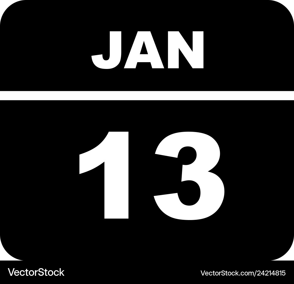 January 13th date on a single day calendar Vector Image