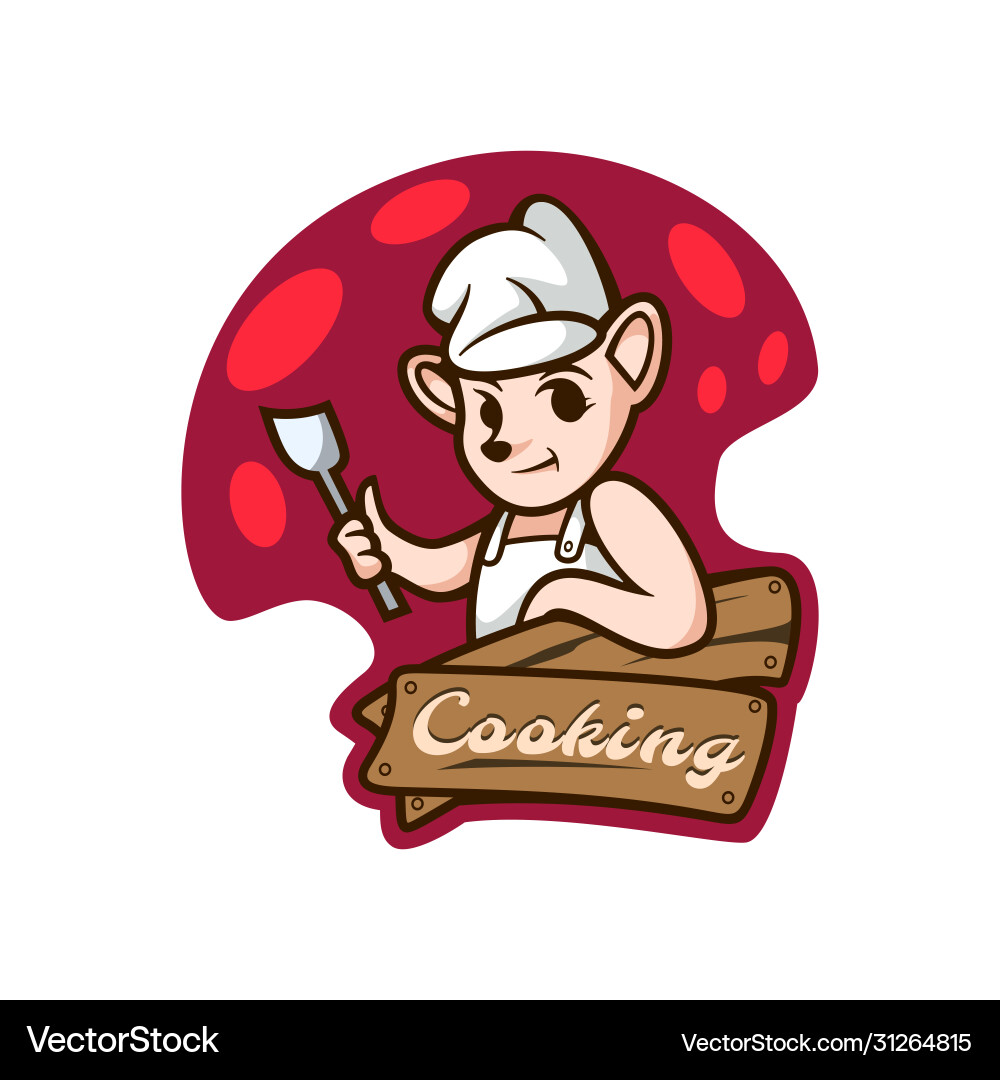 Logo cooking cute cartoon style Royalty Free Vector Image