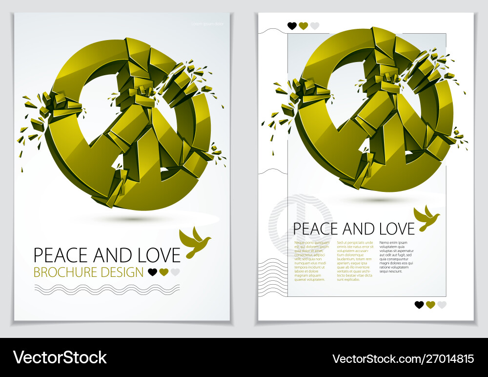 Peace symbol breaking to pieces 3d realistic Vector Image