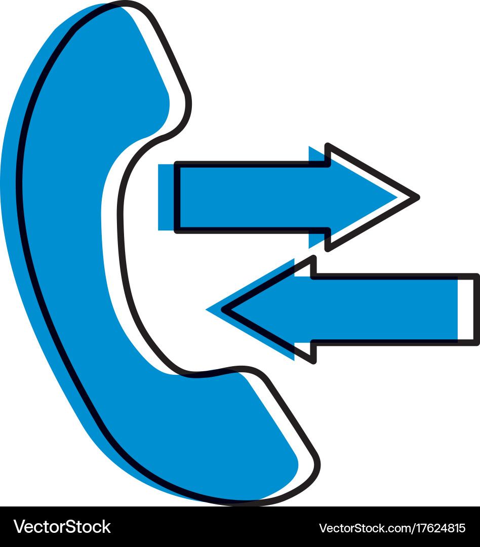 Phone service help with arrows outgoing incoming Vector Image