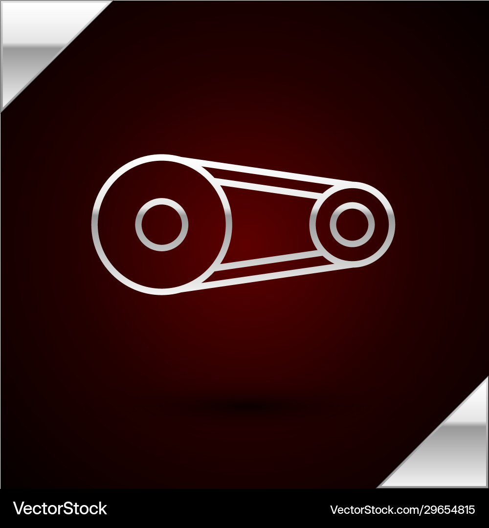 Silver line timing belt kit icon isolated on dark Vector Image