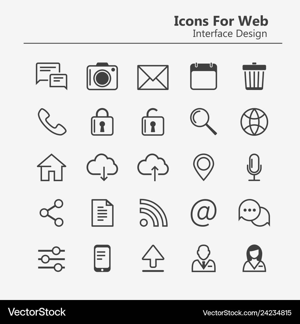 Simple stylish outline icon set for web and mobile