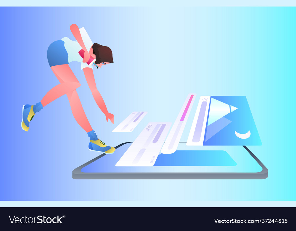 Woman Developer Creating Mobile Website Ui Web Vector Image