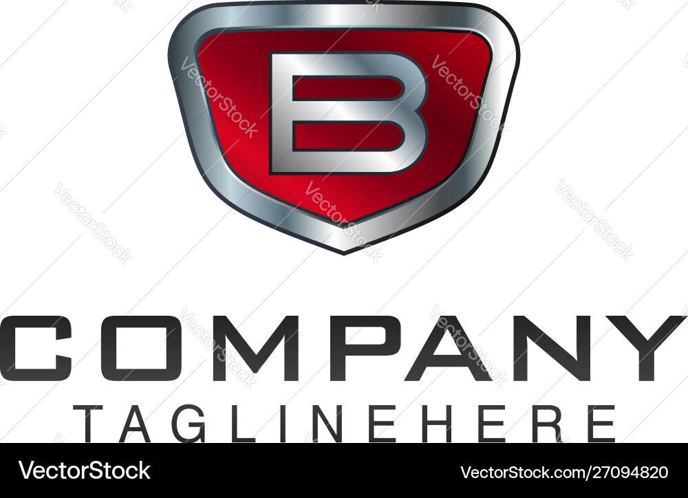 B letter shield logo template black and red color Vector Image