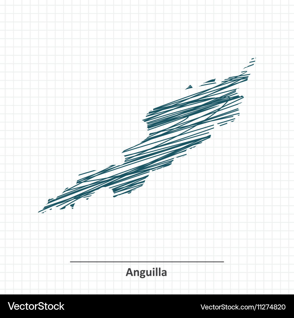 Doodle sketch of anguilla map Royalty Free Vector Image