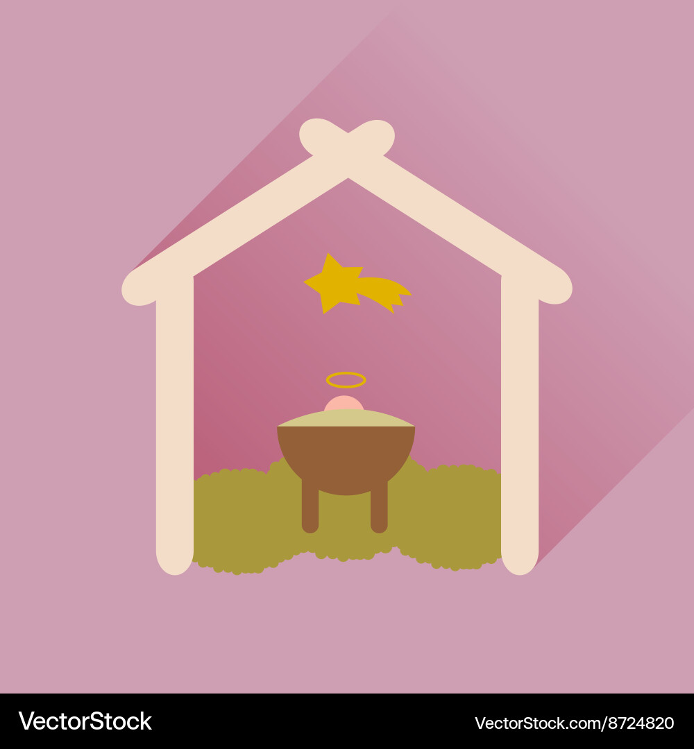 Flat icon with long shadow newborn jesus christ Vector Image