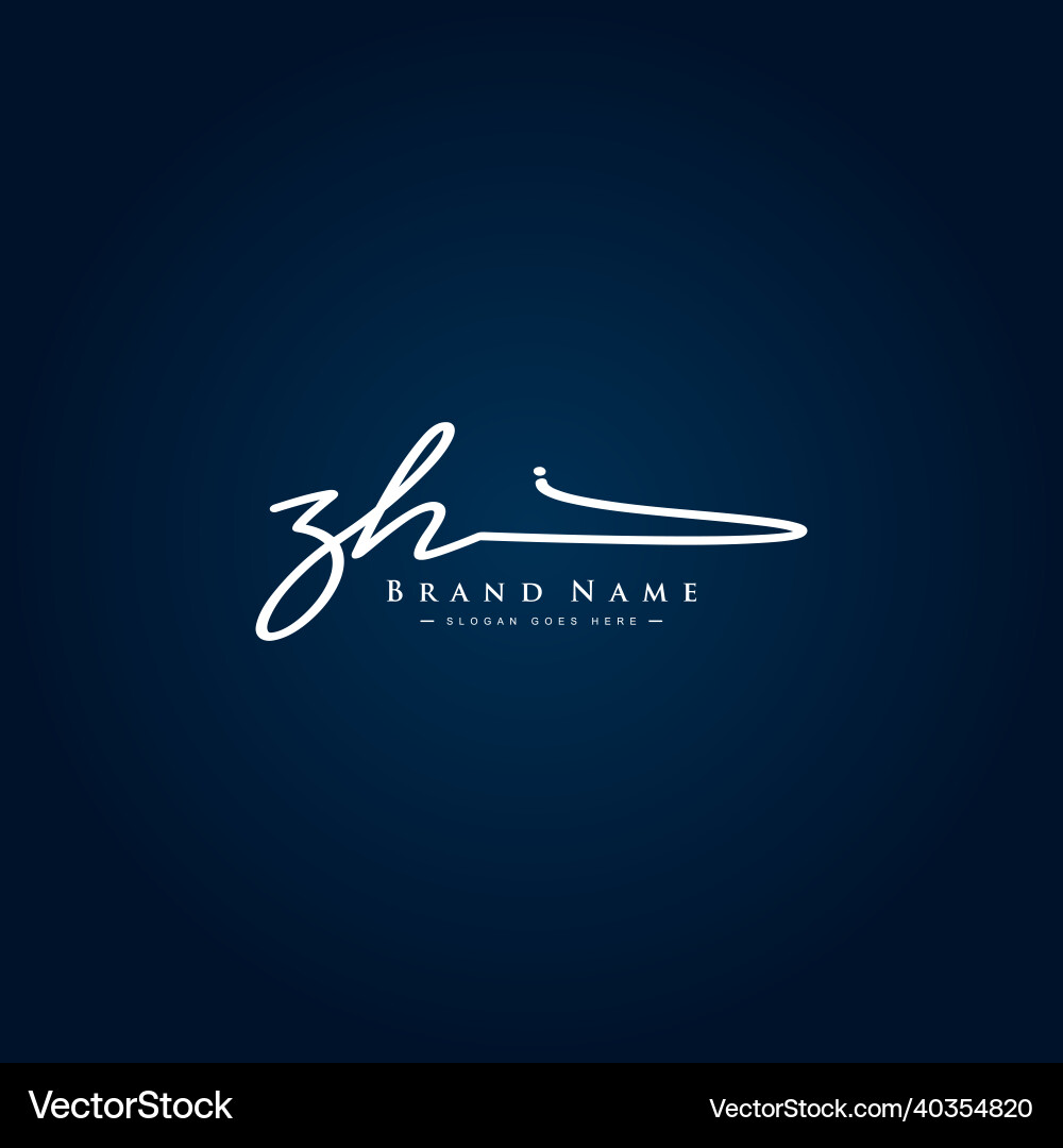 Initial letter zh logo - hand drawn signature Vector Image