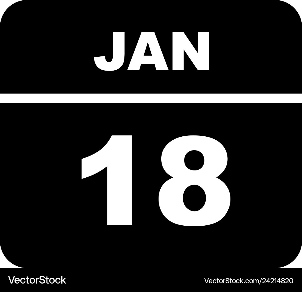 January 18th date on a single day calendar Vector Image
