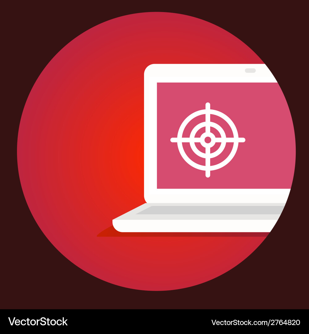 Laptop with the target on screen a re Royalty Free Vector