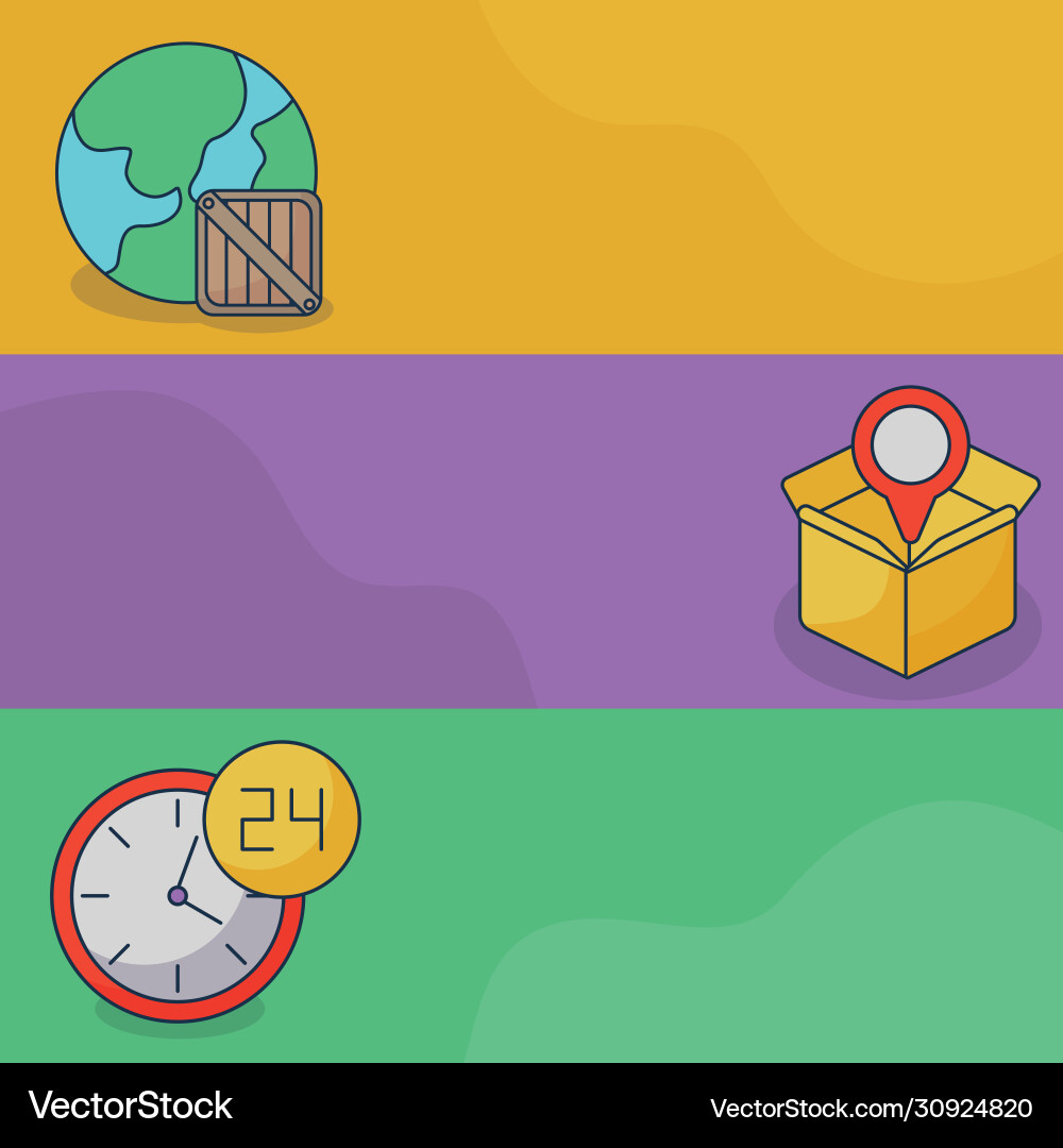 Poster with icons merchandise delivery Royalty Free Vector