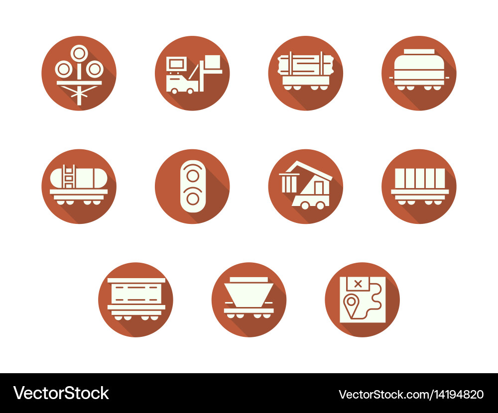 Railroad transportation round flat icons Vector Image