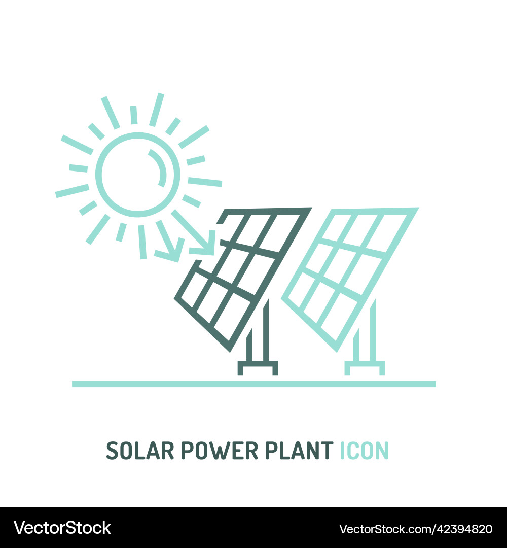 Solar power plant in outline Royalty Free Vector Image
