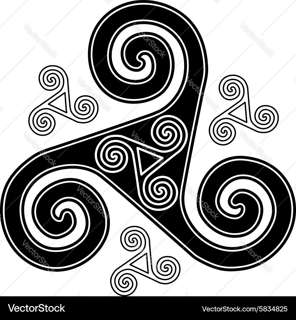 Black and white celtic triskel symbol Royalty Free Vector