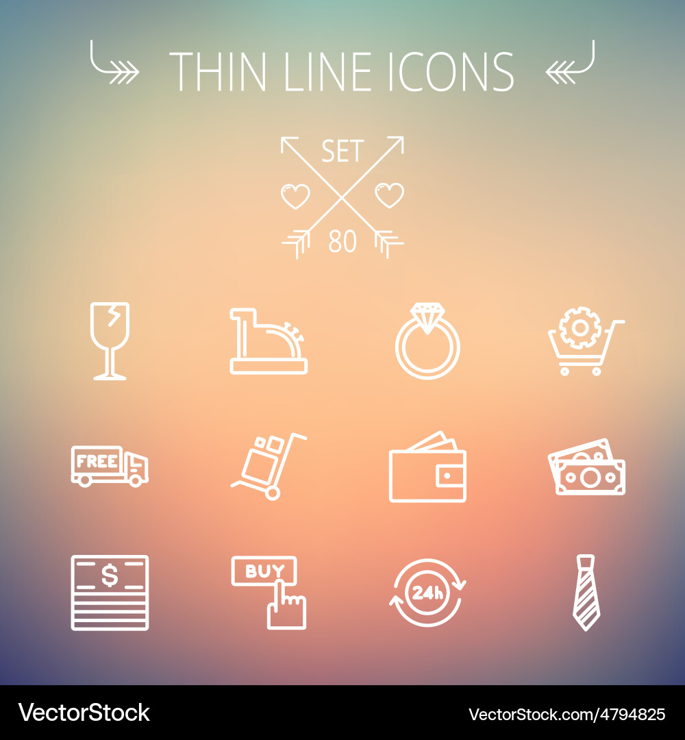 Business Shopping Dünne Linie Icon Set Lizenzfreier Vektor