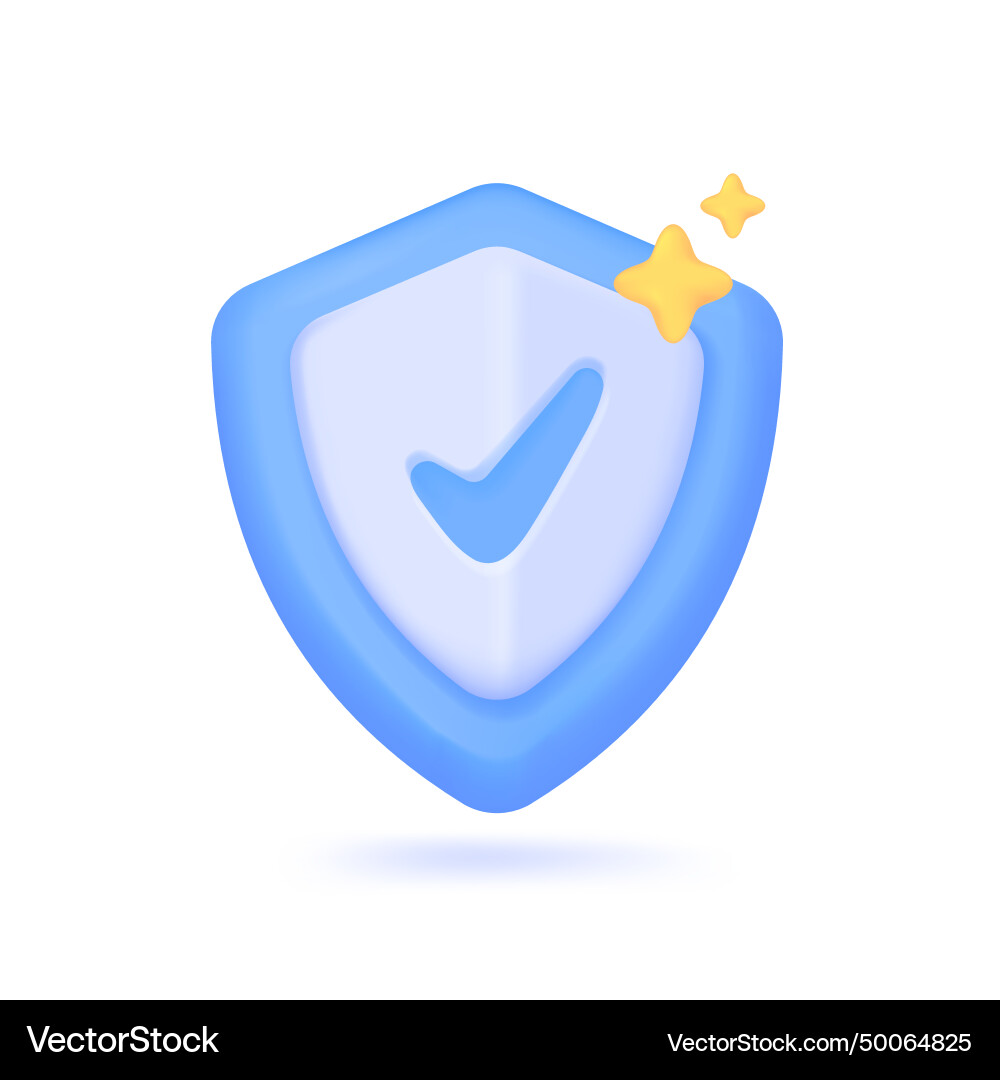 Check mark on 3d shield concept of protecting Vector Image