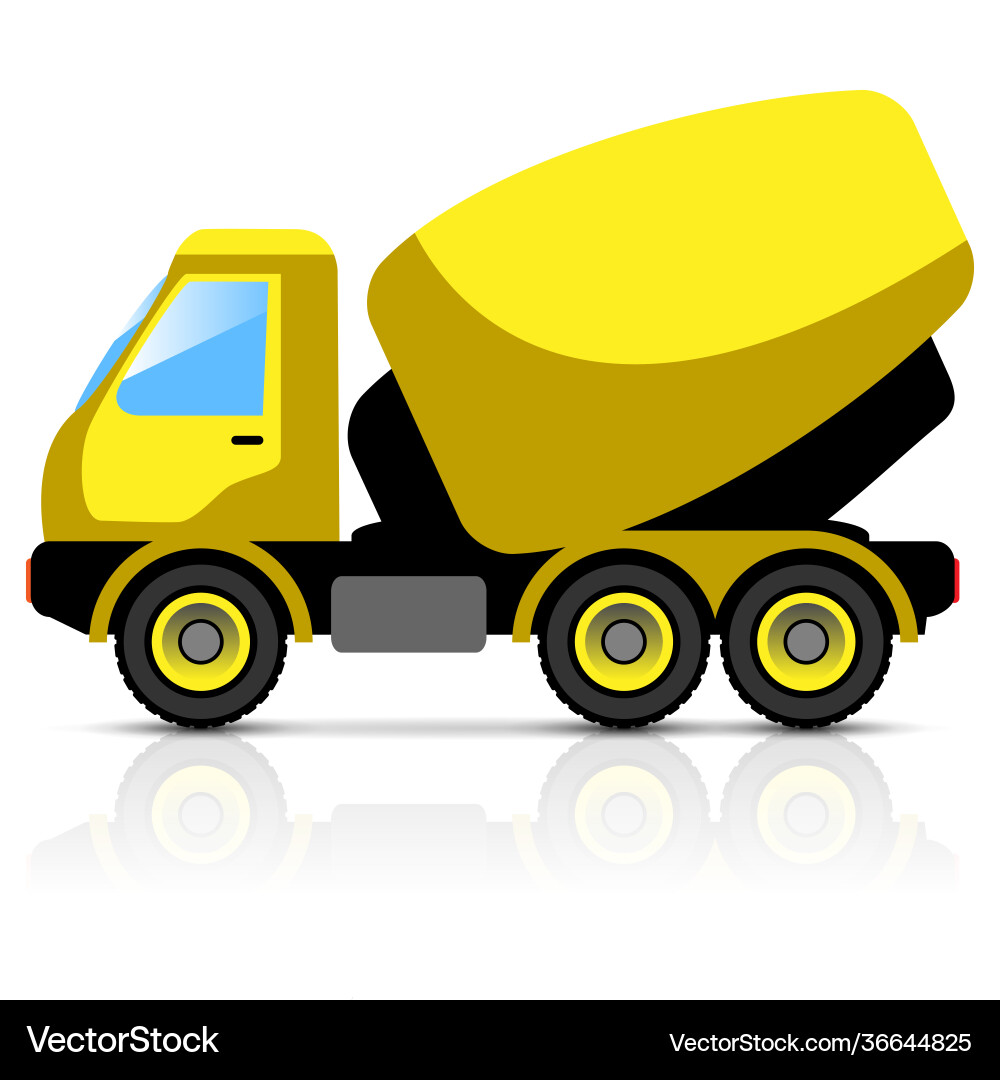 Concrete truck and mixer for construction work Vector Image