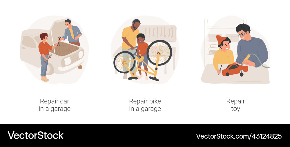 Doing repairs with children isolated cartoon Vector Image