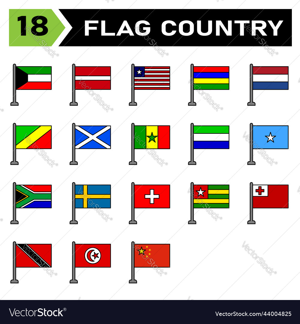 Flag country icon set include country symbol Vector Image