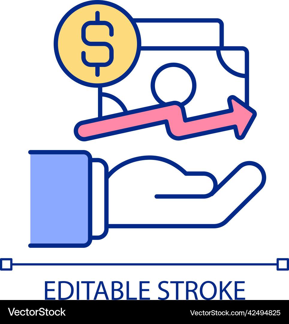 Increasing profitability rgb color icon Royalty Free Vector