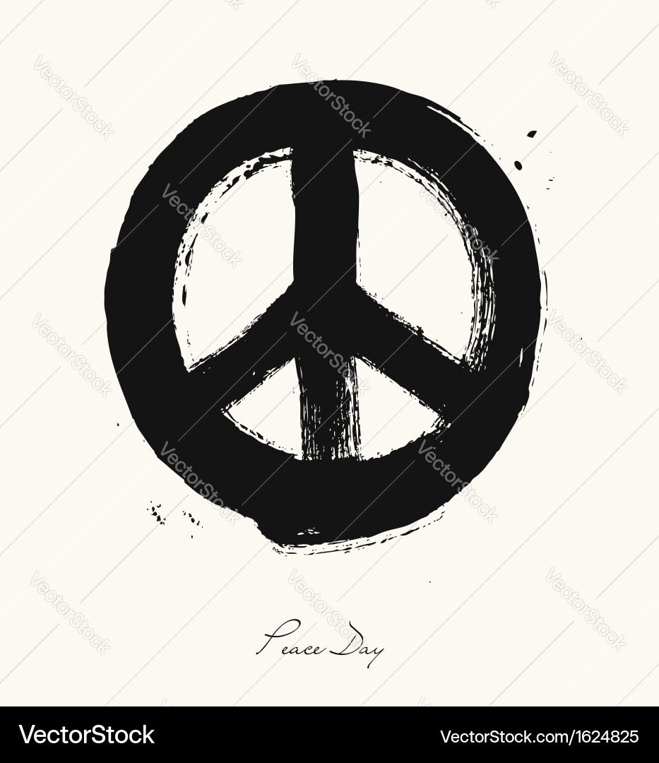 Isolated hand drawn peace symbol brush style Vector Image
