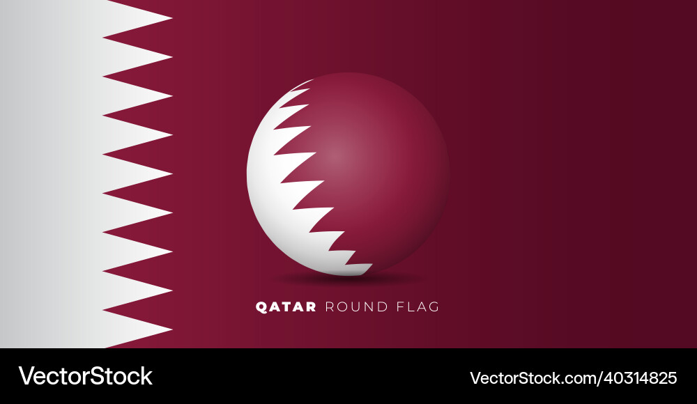 Qatar round flag independence day template Vector Image